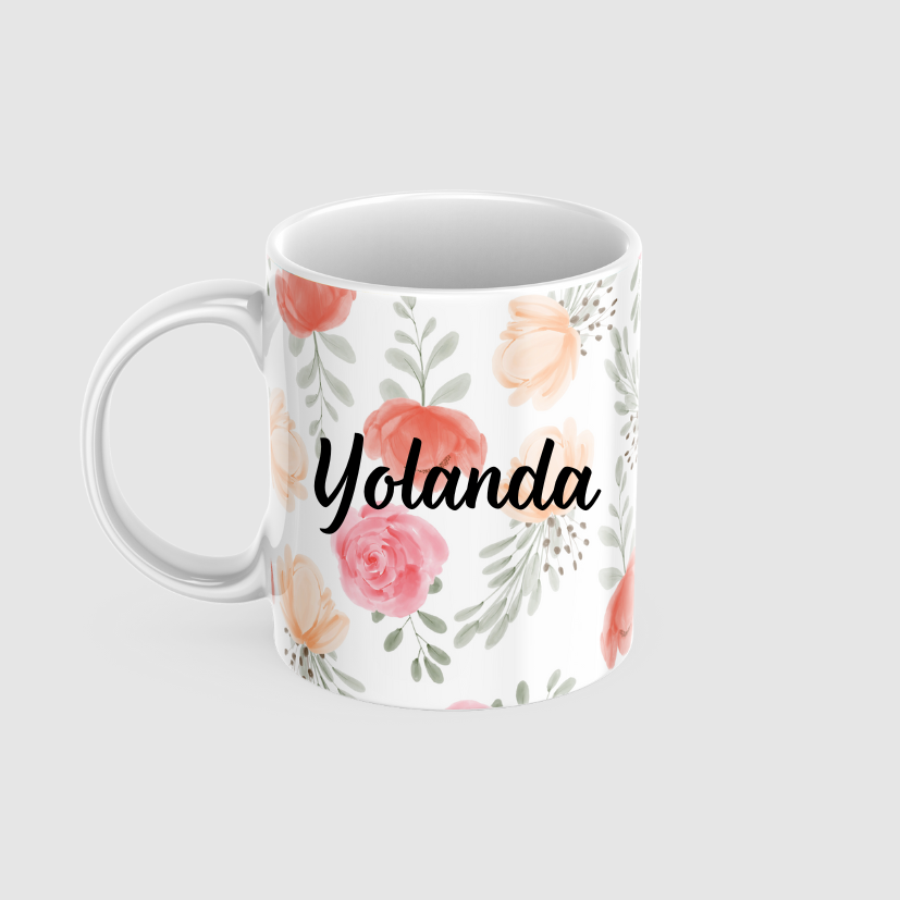 Taza Cerámica Estampado Floral Personalizada - Gràcia i Art